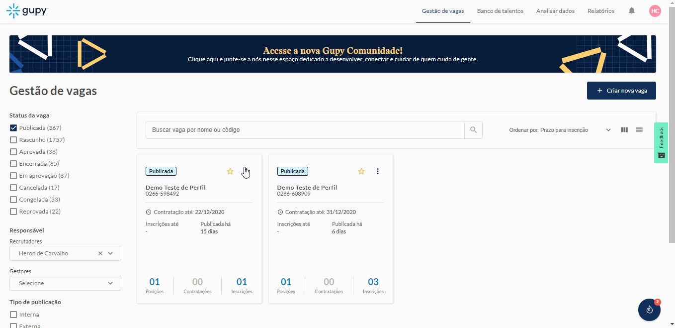 O que há de novo na Gupy?