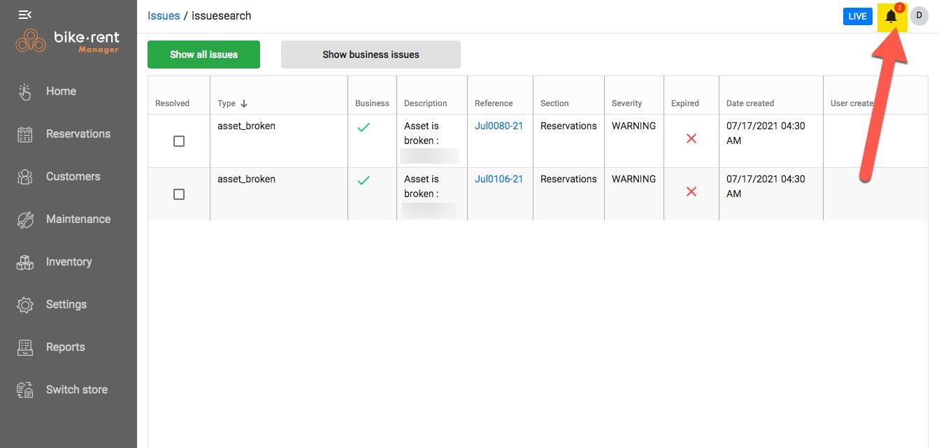 Smart Alert notifications - Bike Rental Manager | Beamer
