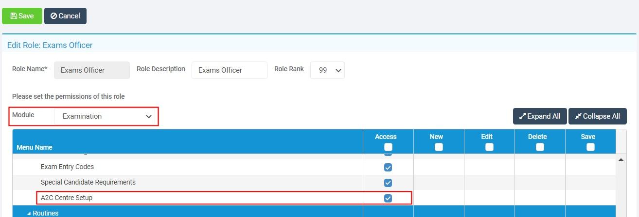 Exams - A2C Centre Setup - Bromcom