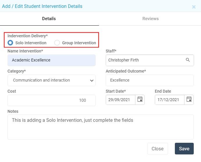 Students - Interventions - Bromcom