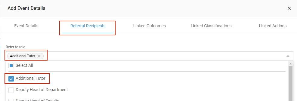 Behaviour - Referral Role - Bromcom