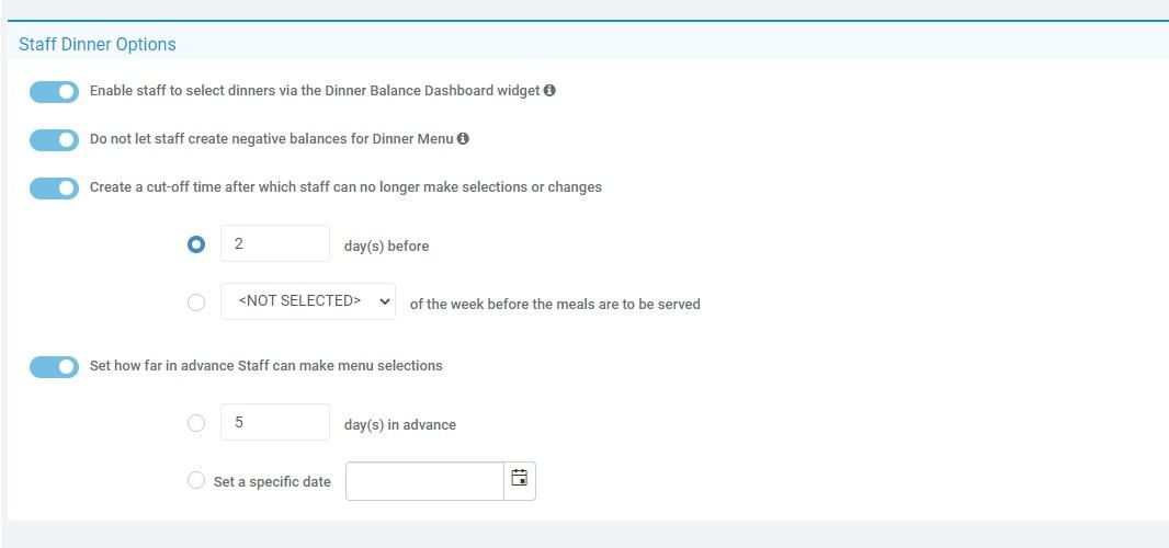 Dinner - Dinner Balance Widget - Bromcom