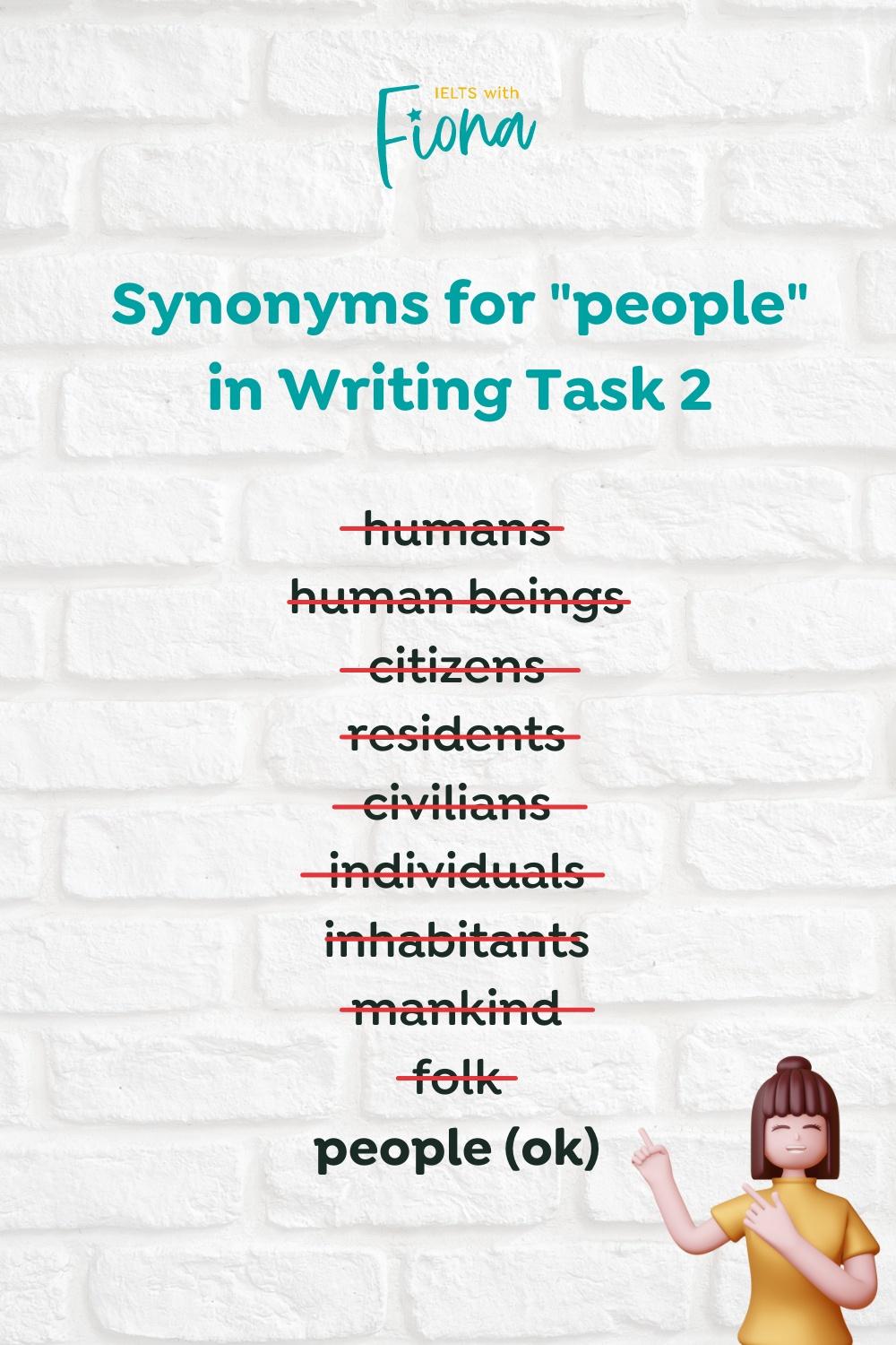 IELTS Writing Task 2 Synonyms for "people" - IELTS with Fiona
