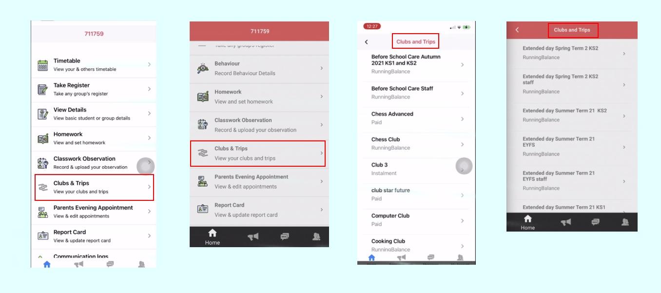 Teacher App - Clubs & Trips - Bromcom