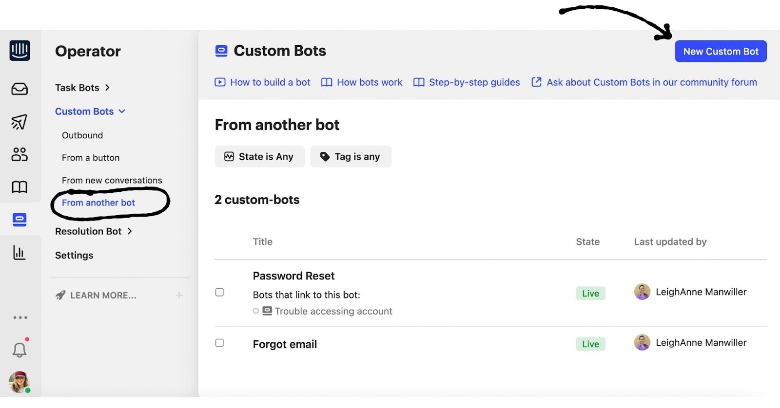 Reuse Bot Content By Linking Custom Bots Intercom 3420