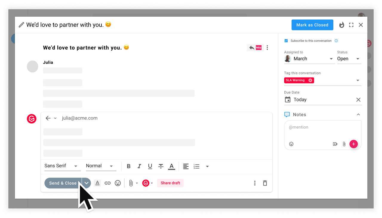 Inline compose window in boards - Gmelius