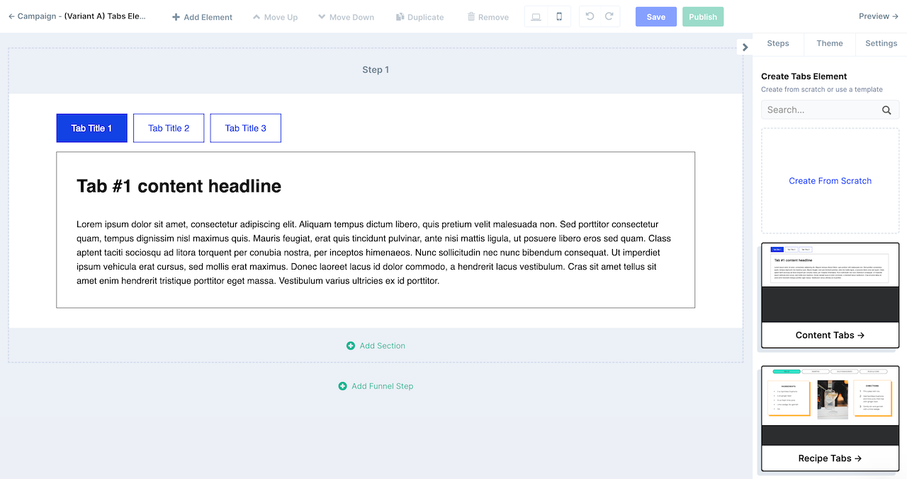 Introducing the tabs element!