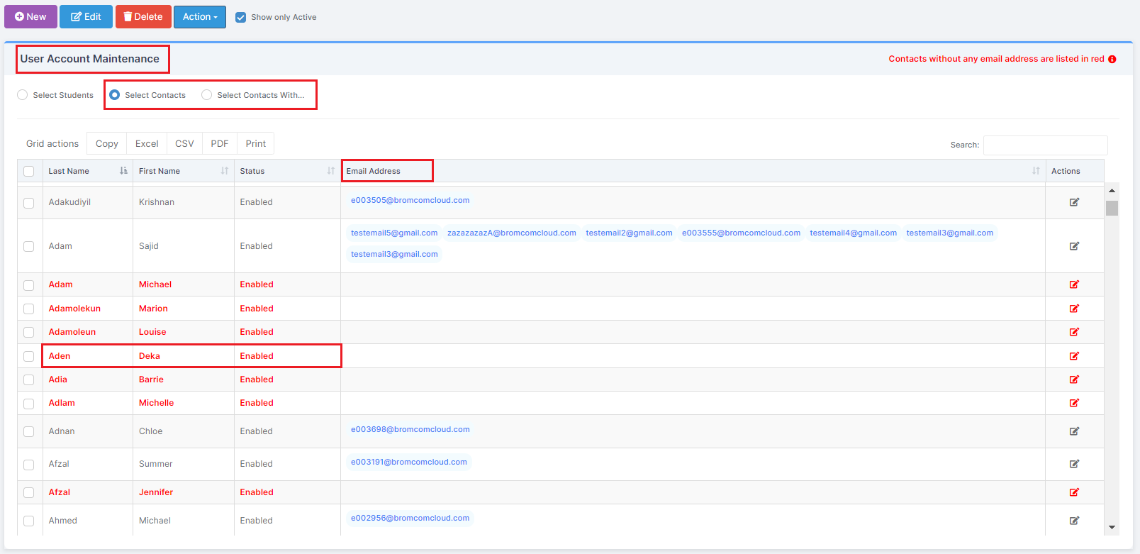MCAS - Changes to the MIS User Accounts pages - Bromcom