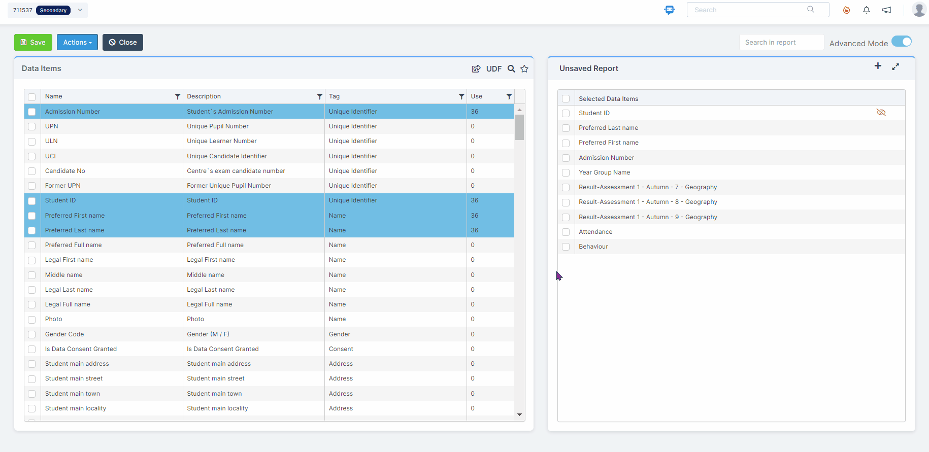 Reporting - Quick Report Bulk Edit - Bromcom