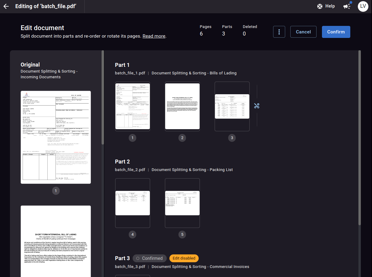 Document splitting 2.0 - Rossum