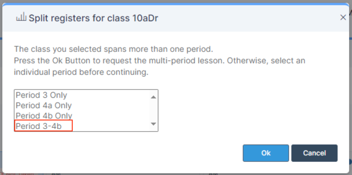 Dashboards - Double Lessons linked to Take Register in New UI - Bromcom