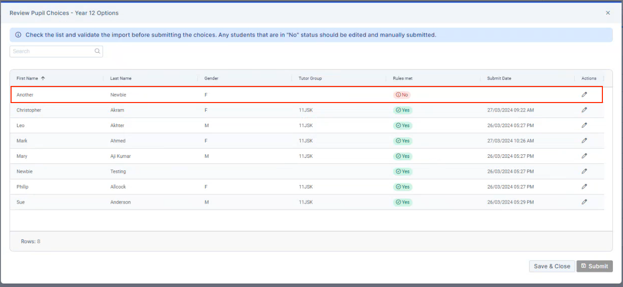 How to use the Import Pupil Choices page – Bromcom – Documentation Centre