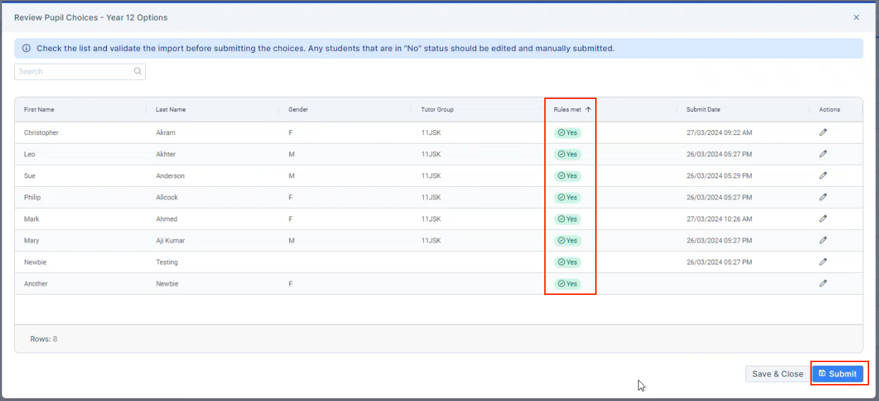 How to use the Import Pupil Choices page – Bromcom – Documentation Centre
