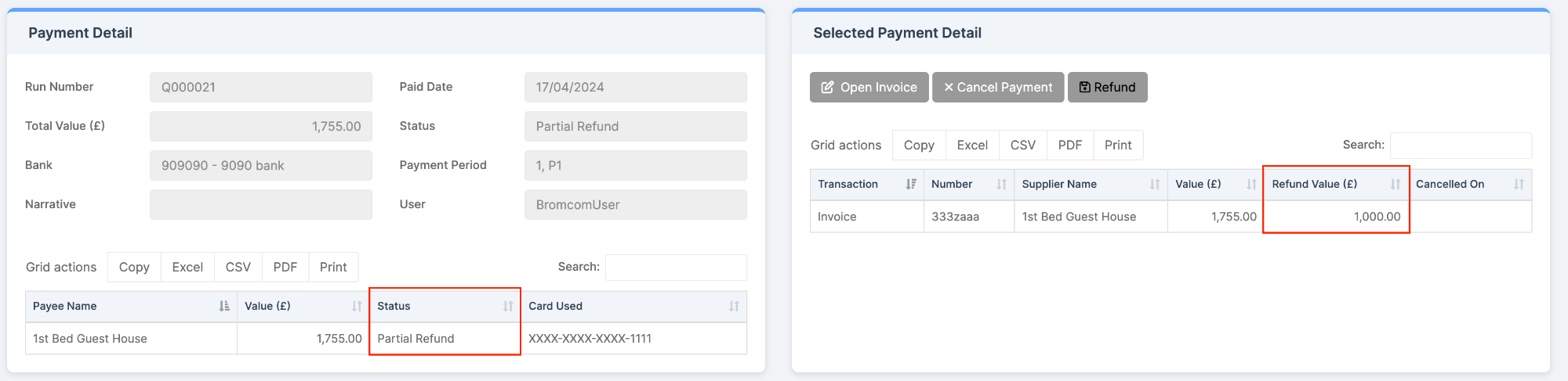 How to refund a supplier card payment in Finance – Bromcom ...