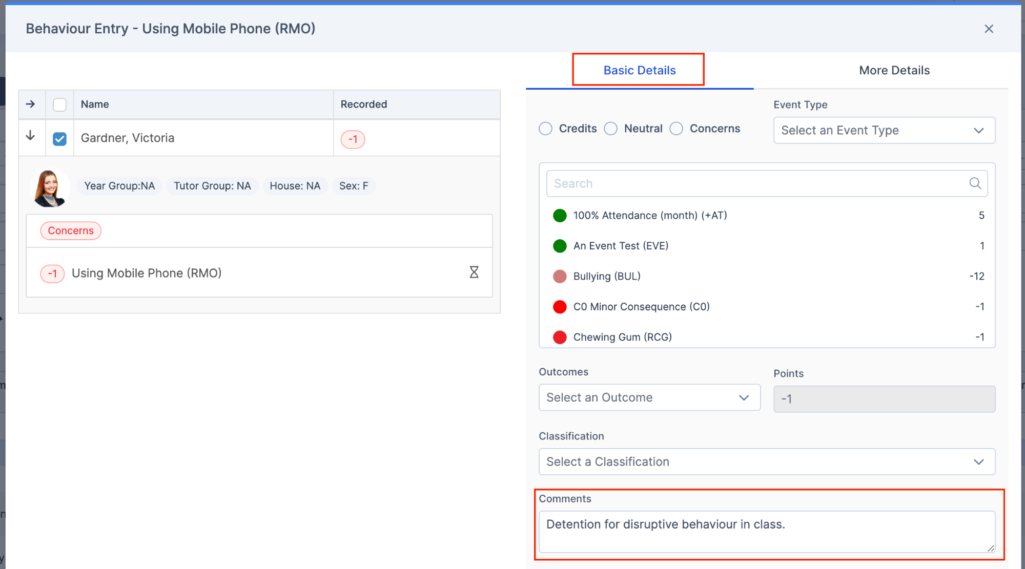 MCAS - Detention module added to Parent App - Bromcom
