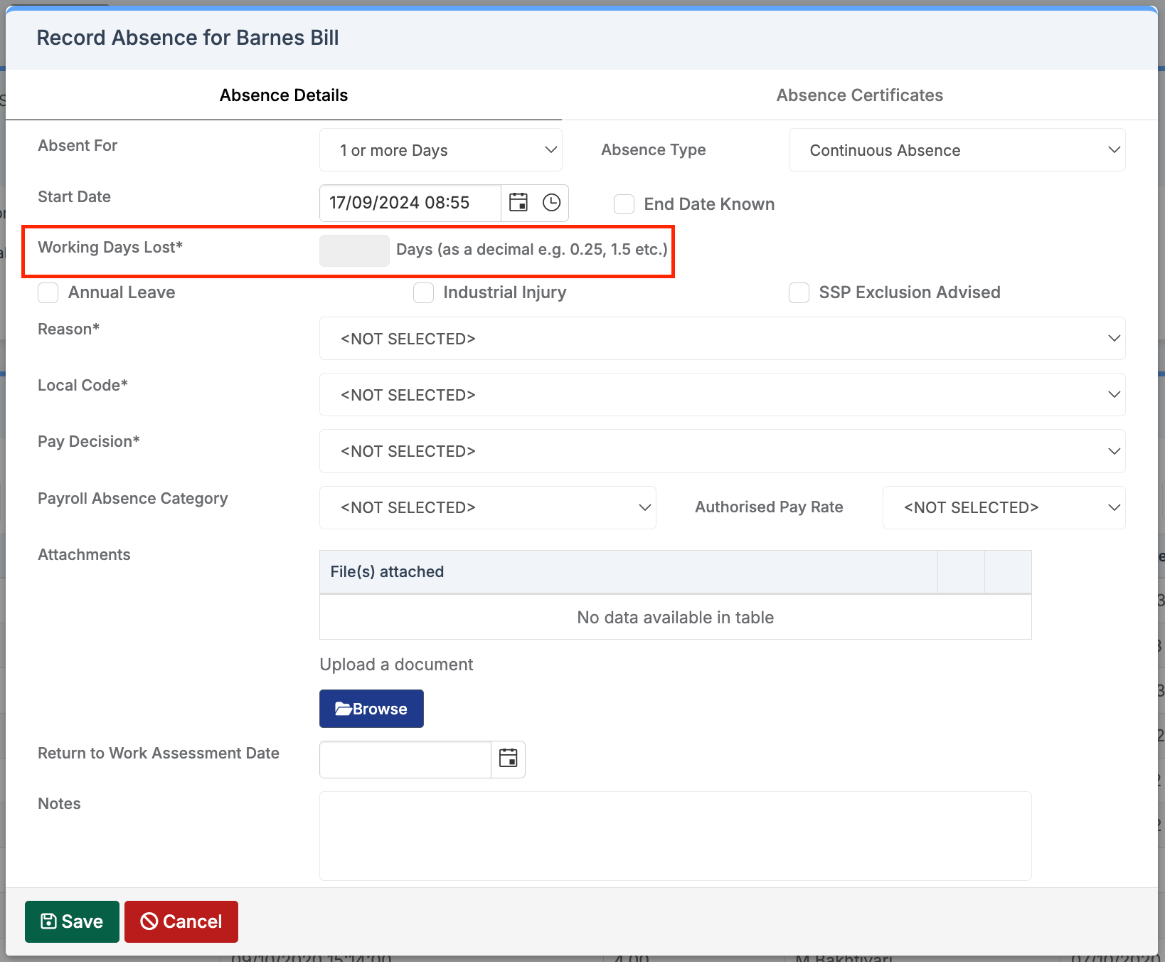 Administration - Update to Absence recording: "DfE Duration" Renamed to ...