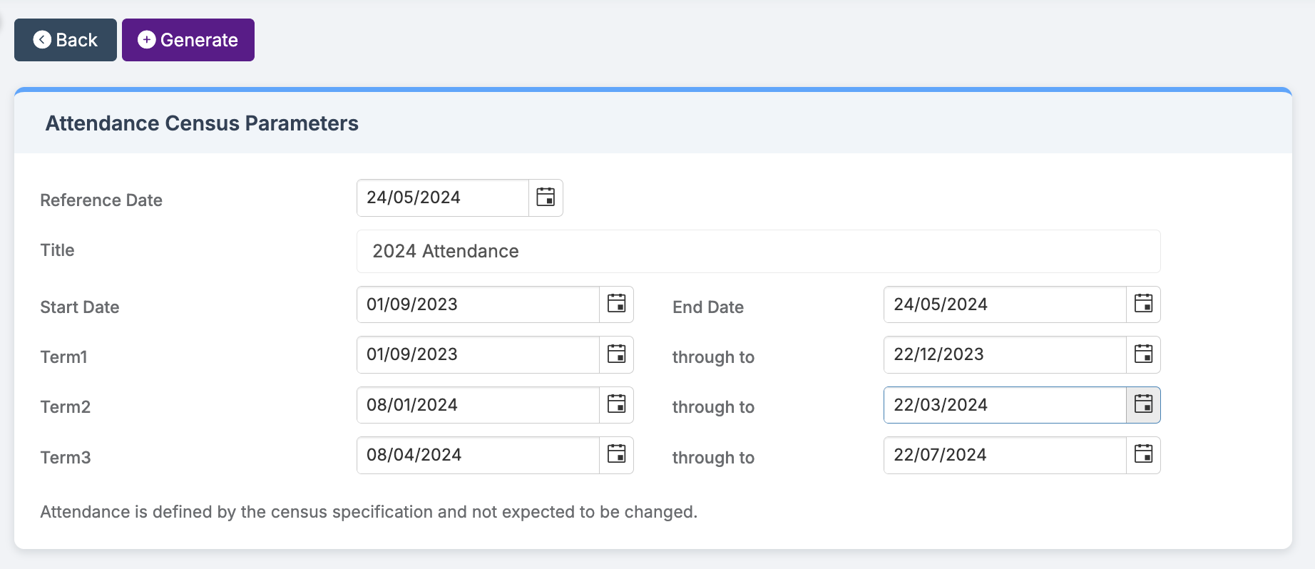 Census - New Attendance page - Bromcom