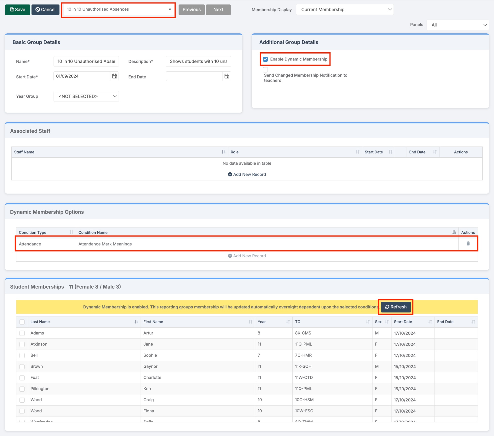 Reporting - New Report Group "10 in 10 Unauthorised Absences" - Bromcom