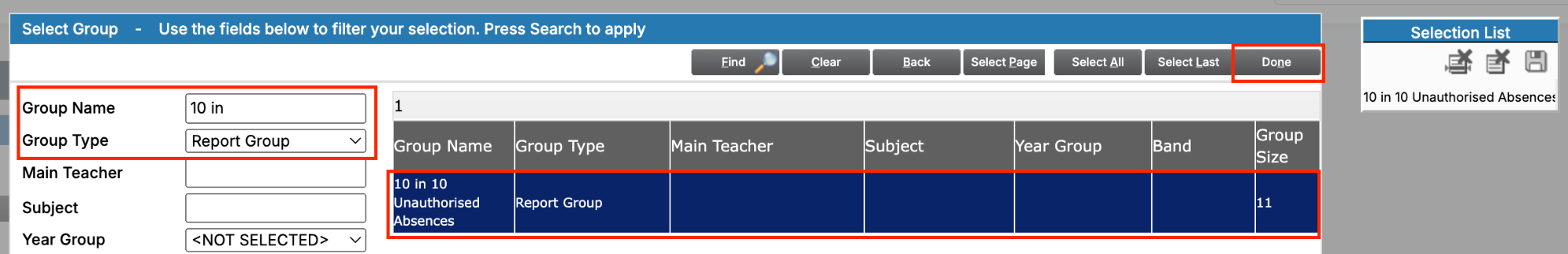 Reporting - New Report Group "10 in 10 Unauthorised Absences" - Bromcom