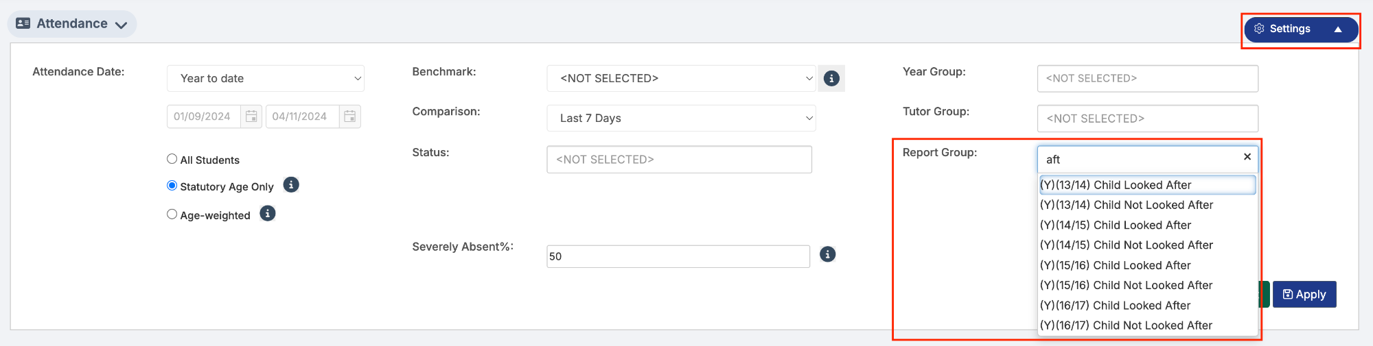 Dashboards - Attendance: Enhancements to Settings and New Ethnicity pie ...