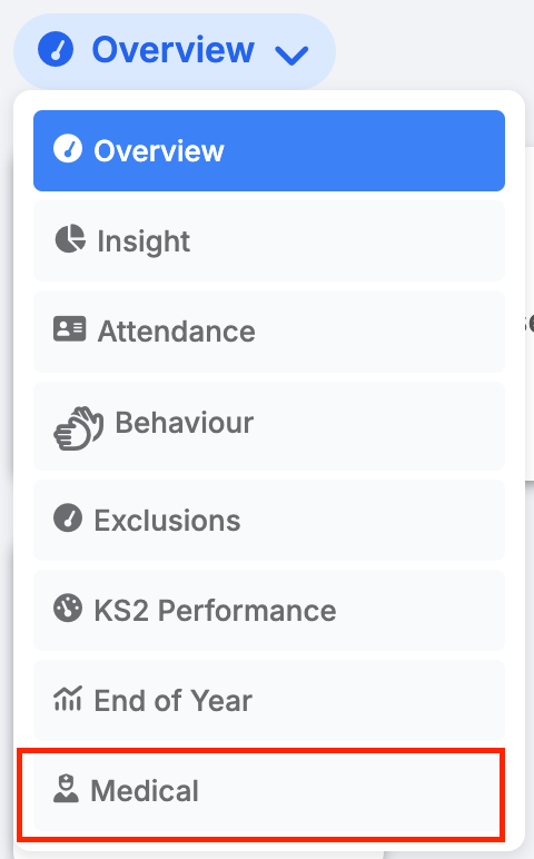Dashboards - New student Medical Dashboard - Bromcom