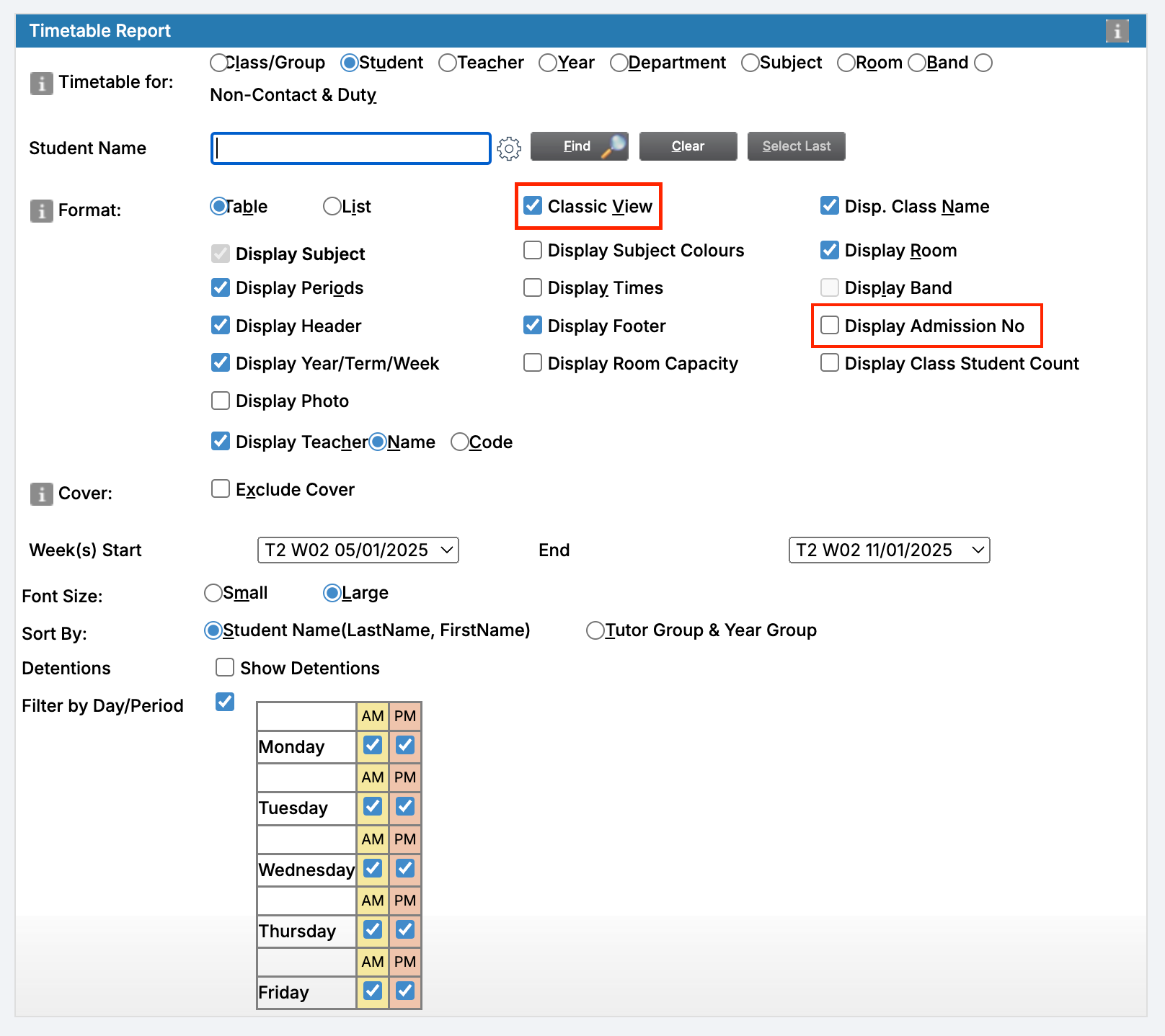 Reporting - Updates to Quick Report and Timetable - Bromcom