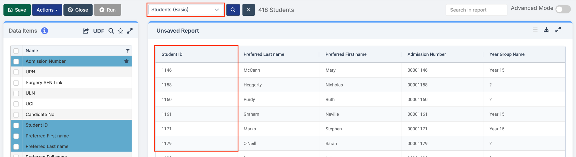 Reporting - Updates to Quick Report and Timetable - Bromcom