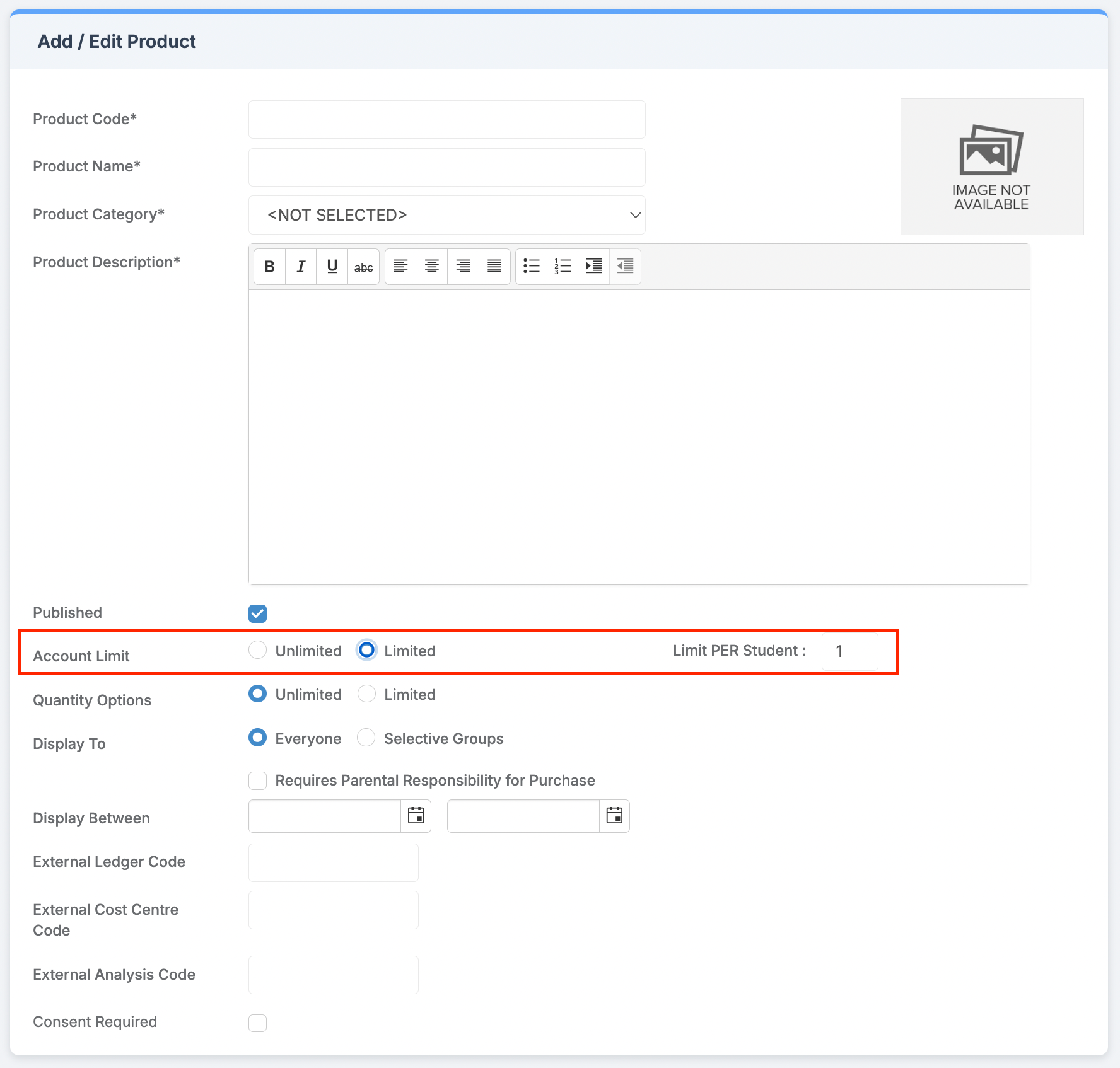 MCAS - Online Payments: Account Limit per Student (Web & App) - Bromcom