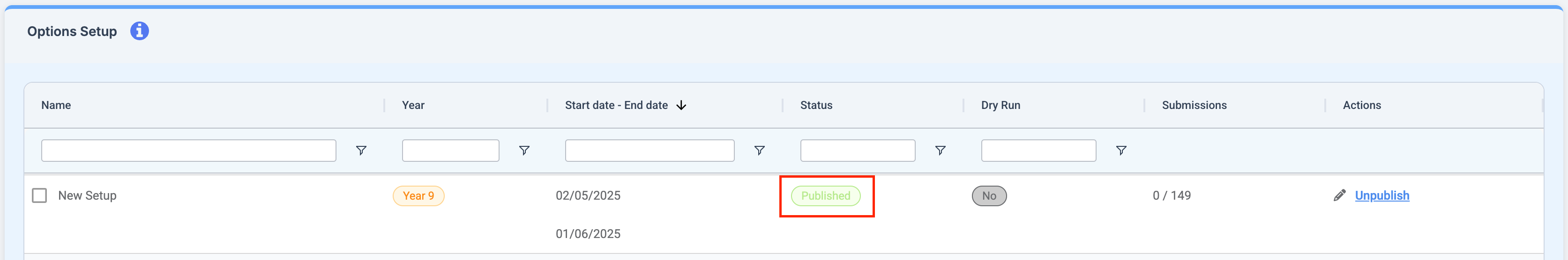 Options - Options Setup: New Status Workflow - Bromcom