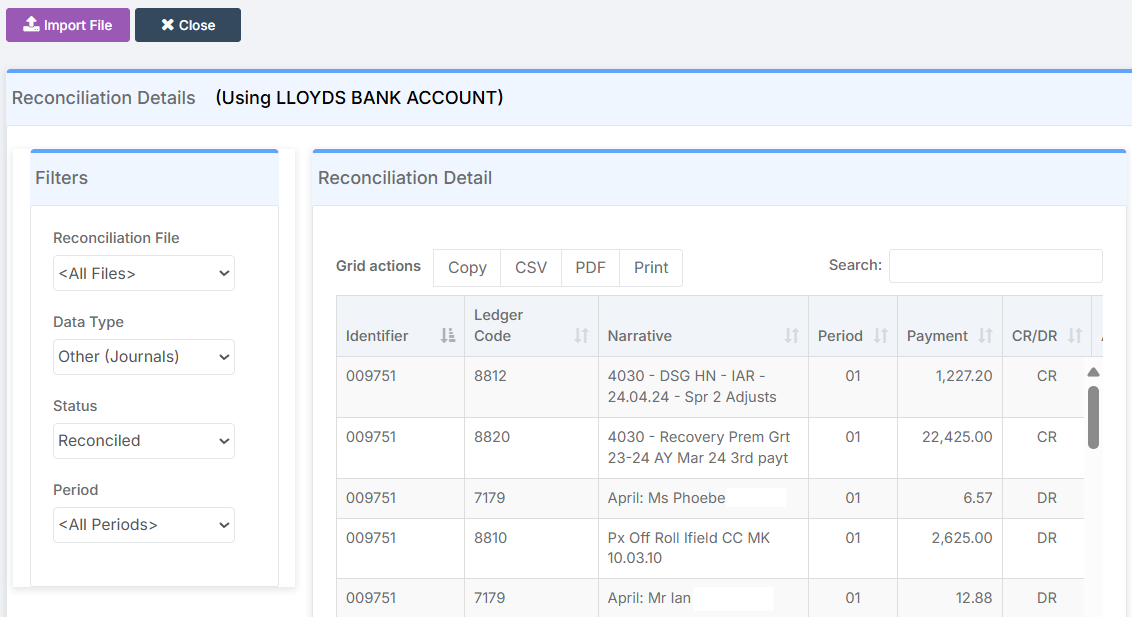 Finance - Automatic Reconciliation Import Functionality Update - Bromcom