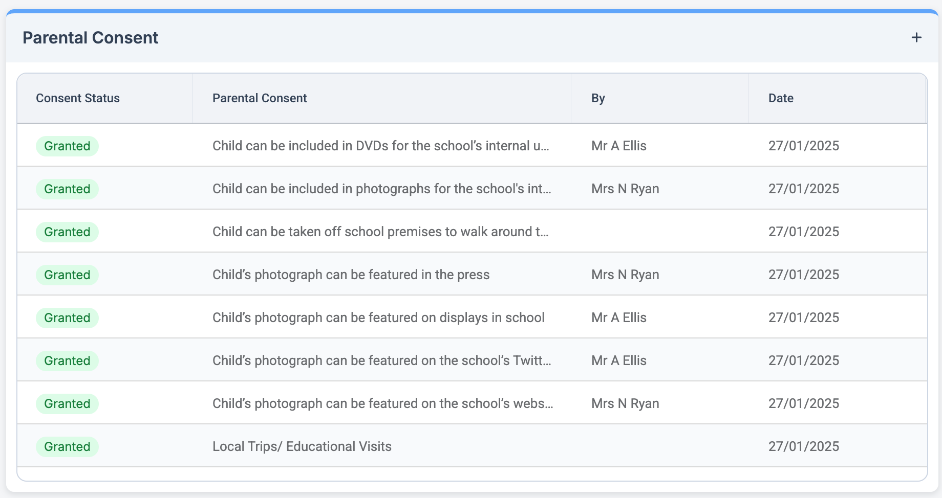 Administration - Students: Parental Consent - Bromcom