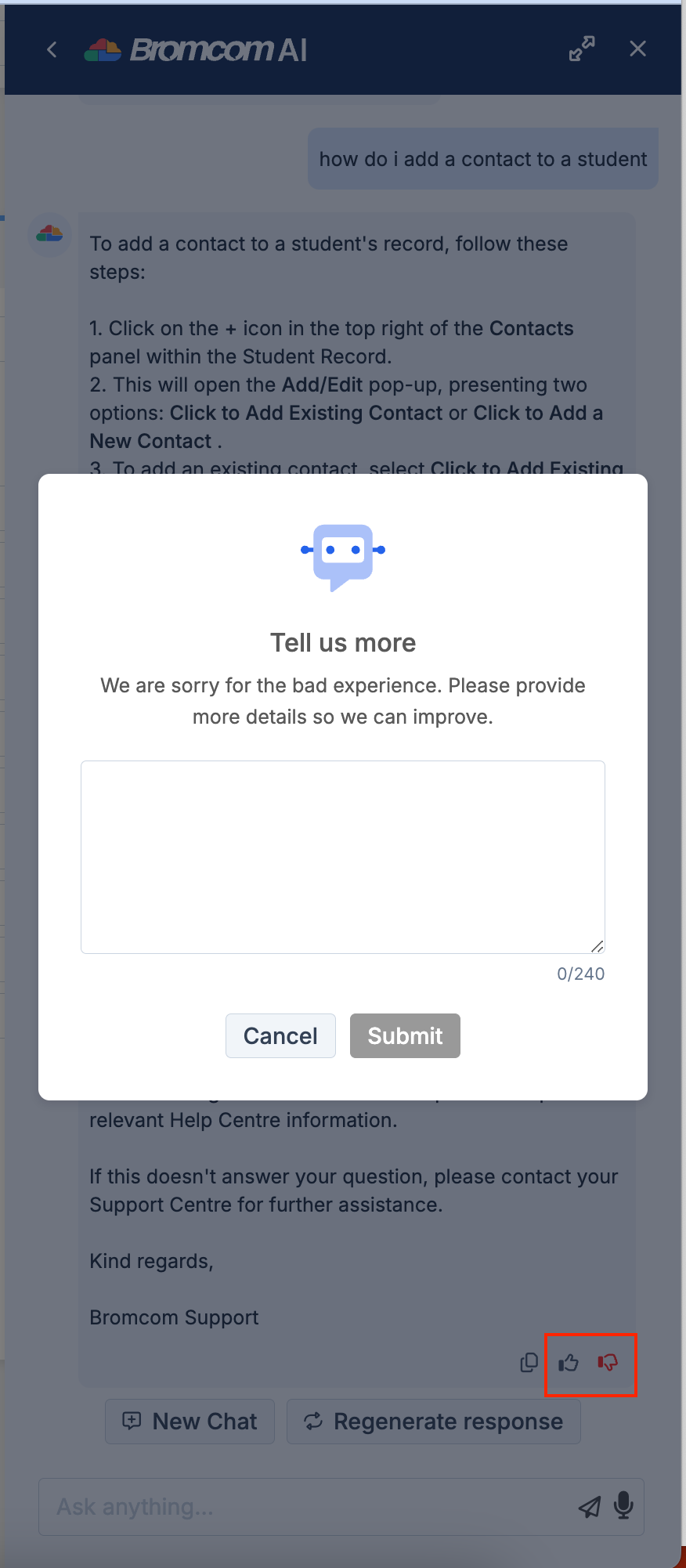Bromcom AI - Support Bot Enhancements - Bromcom