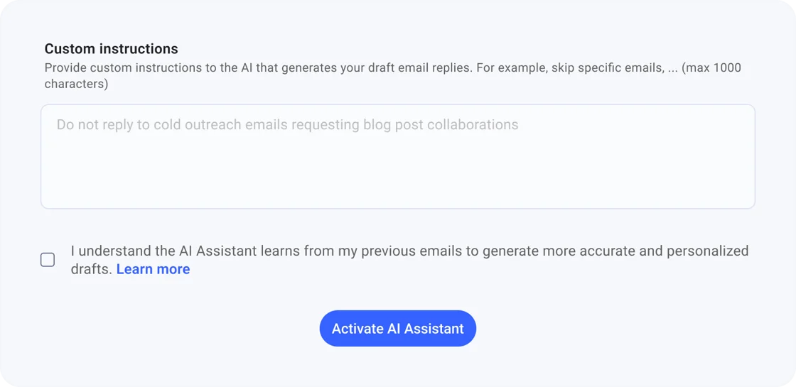 Custom Instructions & Prompts for AI Reply Assistants - Gmelius