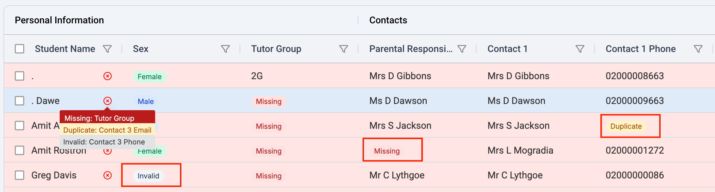 Dashboards - New Student Data Quality Dashboard - Bromcom