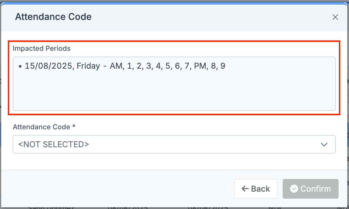MCAS - Report absence now with time periods - Bromcom