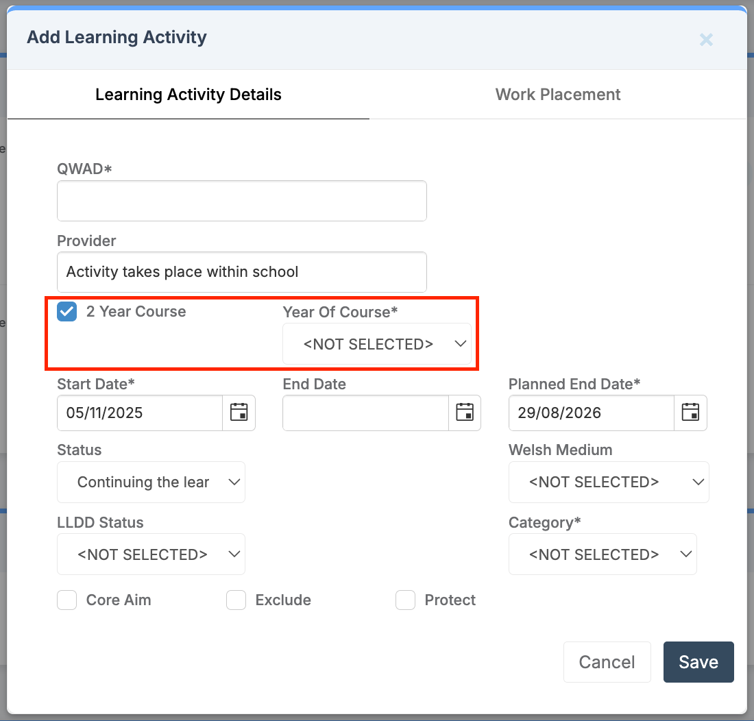 Administration - Two-Year Learning Activities Enhancements - Bromcom